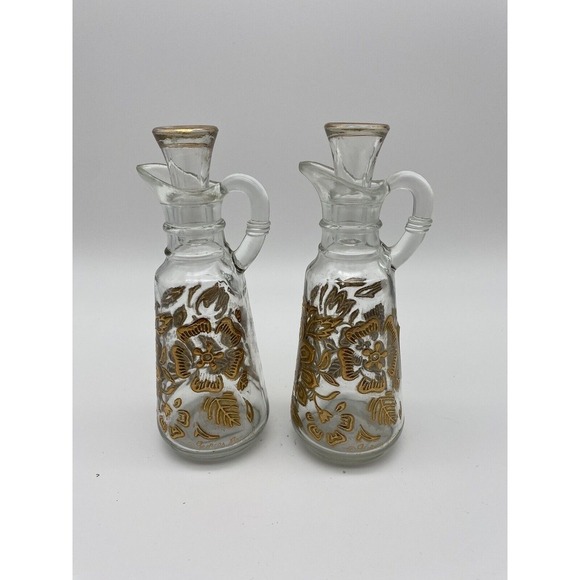Anchor Hocking | Dining | Glass Oil Vinegar Cruet Set Vintage Gold ...